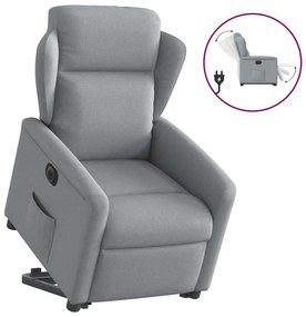 Elektrické zvedací polohovací křeslo světle šedé textil 3303154