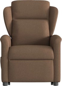 Elektrické zvedací masážní polohovací křeslo hnědé textil 3303168