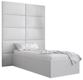 Jednolůžková postel s čalouněným čelem 90 cm Brittany 1 (bílá matná + bílá) (s roštem). 1045867