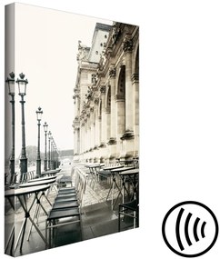 Obraz Opuštěné kavárny (1-dílný) svislý - architektura Paříže