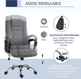 Vinsetto HOMCOM Manažerská ergonomická kancelářská židle s látkovým potahem, výškově nastavitelná, tmavě šedá
