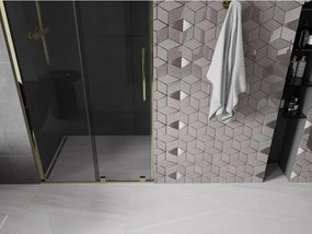 Mexen Velar, posuvné sprchové dveře do otvoru 110 cm, 8mm šedé sklo, zlatá lesklá, 871-110-000-41-50
