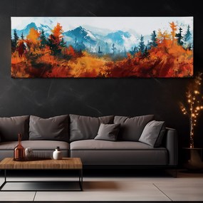Obraz na plátně - V náručí stromů pod horskými hřbety FeelHappy.cz Velikost obrazu: 210 x 70 cm
