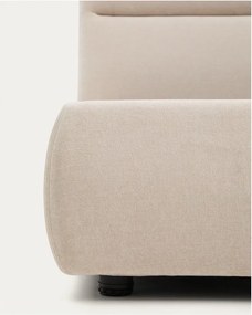 Béžová čalouněná dvoulůžková postel z žinylky s úložným prostorem s roštem 180x200 cm Dafra – Kave Home