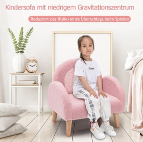 Costway Dětské křeslo pro batolata Dětská pohovka čalouněná s opěrkou, růžový