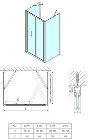 Polysan EASY LINE třístěnný sprchový kout 1000x1000mm, skládací dveře, L/P varianta, čiré sklo EL1910EL3415EL3415
