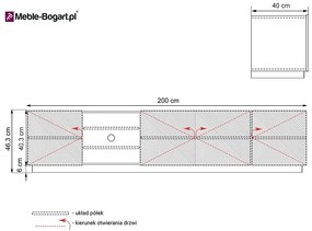 TV stolek Asha 200 cm s výklenkem - dub artisan / rivier stone mat