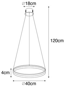 Designové závěsné svítidlo zlaté 40 cm vč. LED s 3-stupňovým stmíváním - Anello