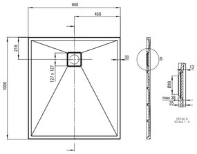 Aplomo Correo obdélníková sprchová vanička, antracit Rozměr vaničky: 90x70cm