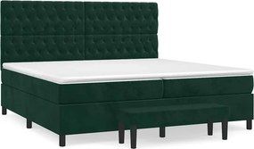 Box spring postel s matrací tmavě zelená 200x200 cm samet 3138046