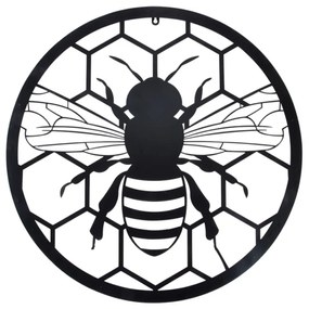 Dekorace na zeď kruhová kovová 60 x 60 x 1,5 cm včelka