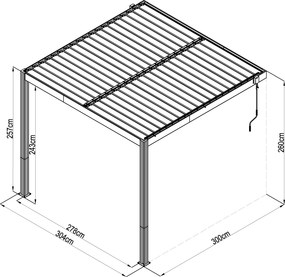 Bioklimatická pergola G21 Trenton 3x3 m, antracitová hliníková