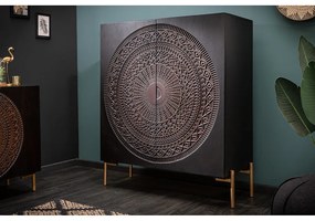 Massive home | Dřevěná designová komoda Black Mandala mango 41105