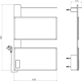 Mereo, Mereo Elektrický sušák ručníků, 2 moduly, černý, MER-MT81B