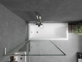 Mexen Next L, 1-křídlová vanová zástěna 90 x 150 cm, 6mm čiré sklo-černý vzor, ​​6mm čiré sklo, profil broušená ocel, 895-090-000-03-70-97