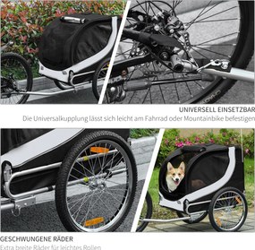 PawHut přívěs pro psy přívěs na kolo přívěs pro přepravu psů kolo bílé+černé 130x73x90cm | Aosom