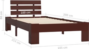 Rám postele tmavě hnědý masivní borovice 100 x 200 cm 283173
