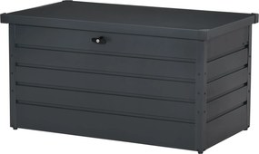 Outsunny Venkovní úložný box 311L Ocelový skladovací truhlík s klíčovým uzamčením a plynovými písty pro zahradu, terasu nebo patio 120x62x62 cm Tmavě…