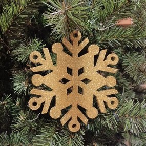 Vánoční ozdoba vločka III, pr. 15 cm, zlatá, překližka, venkovní