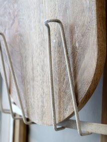 Krémová antik dřevěno-kovová nástěnná polička s háčky Old Shelf - 40*15*90 cm