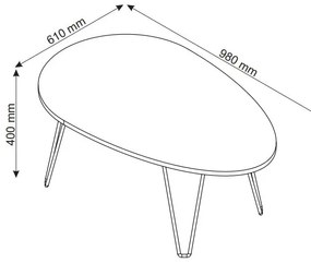 Oválný konferenční stolek Prado, bílý