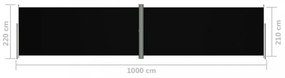 Zatahovací boční markýza 220x1000 cm Dekorhome Krémová
