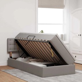 Postel s úložným prostorem a matrací Taupe 90 x 190 cm Samet 3370605