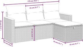 4dílná zahradní sedací souprava s poduškami černá polyratan 3265270