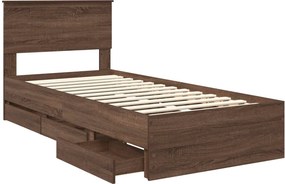 Rám postele se zásuvkou Hnědý dub 90 x 200 cm Inženýrské dřevo 3410748