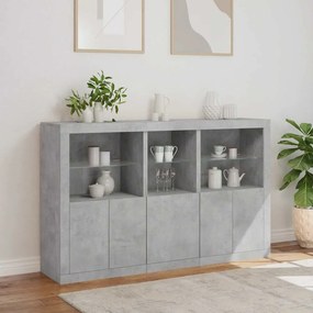 Příborník s LED osvětlením betonově šedý 162 x 37 x 100 cm 3209145