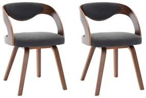 Jídelní židle 2 ks šedé ohýbané dřevo a textil - Default Title