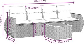 5dílná zahradní sedací souprava s polštáři černá polyratan 3224881