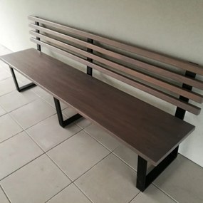 KULHÁNEK Designová zahradní lavice s opěradlem - dlouhá Délka: 250 cm, Odstín nátěru: lazura - dub, Odstín podnože: bílá - RAL 9010