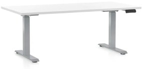 Výškově nastavitelný stůl OfficeTech D, 160 x 80 cm, šedá podnož, bílá