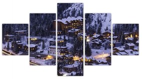 Obraz - horské zimní městečko (125x70 cm)