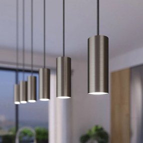 creative cables Závěsná lampa se 3 světly, s obdélníkovým XXL baldachýnem Rose-one, textilním kabelem a kovovými stínidly Tub-E14 Barva: Matný bílý dibond