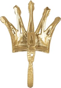 Zlatý nástěnný litinový háček s korunkou - 11*3*18 cm