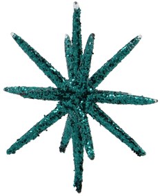 House Doctor Skleněná vánoční ozdoba Spike Green Glitter 7,5 cm, zelená barva, sklo