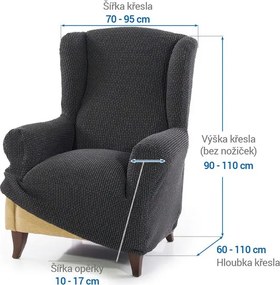 Super strečové potahy NIAGARA antracitová křeslo ušák (š. 70 - 95 cm)