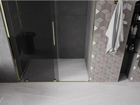 Mexen Velar, posuvné sprchové dveře do otvoru 160 cm, 8mm šedé sklo, zlatá lesklá, 871-160-000-41-50
