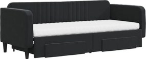 Válenda s přistýlkou a zásuvkami černá 80 x 200 cm samet 3197132