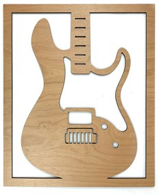 Živá Zeď Dřevěná nástěnná dekorace Elektrická kytara