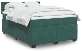 Box spring postel s matrací tmavě zelená 160x200 cm samet 3288651
