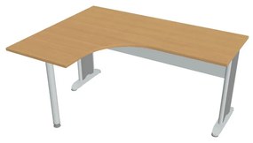 Stůl ergo oblouk pravý 160×120/60 cm - Hobis Cross CE 60 P Dekor stolové desky: buk, Dekor lamino podnože: šedá, Barva nohou: Stříbrná