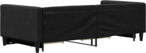 Válenda s přistýlkou a zásuvkami černá 90 x 200 cm textil 3196616