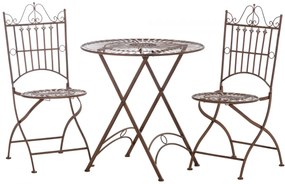 Souprava kovových židlí a stolu Tegal (SET 2+1) - Hnědá antik