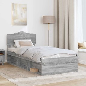Rám postele s čelo Šedá Sonoma 75 x 190 cm Masivní borové dřevo 3412966