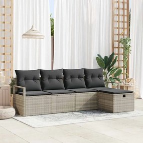 Set pohovek s polštářem s úložištěm Světle šedá polyratan 3359161