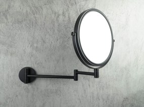 Deante Round příslušenství, kosmetické koupelnové zrcátko na rameni (2x), zvětšení (3x), černá matná, ADR_N811