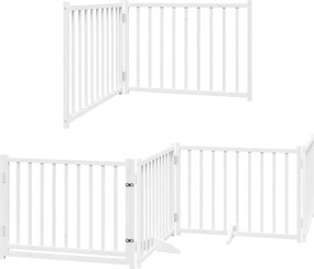 Zábrana pro psy s dvířky skládací 12 panelů bílá 960 cm topol 3155732